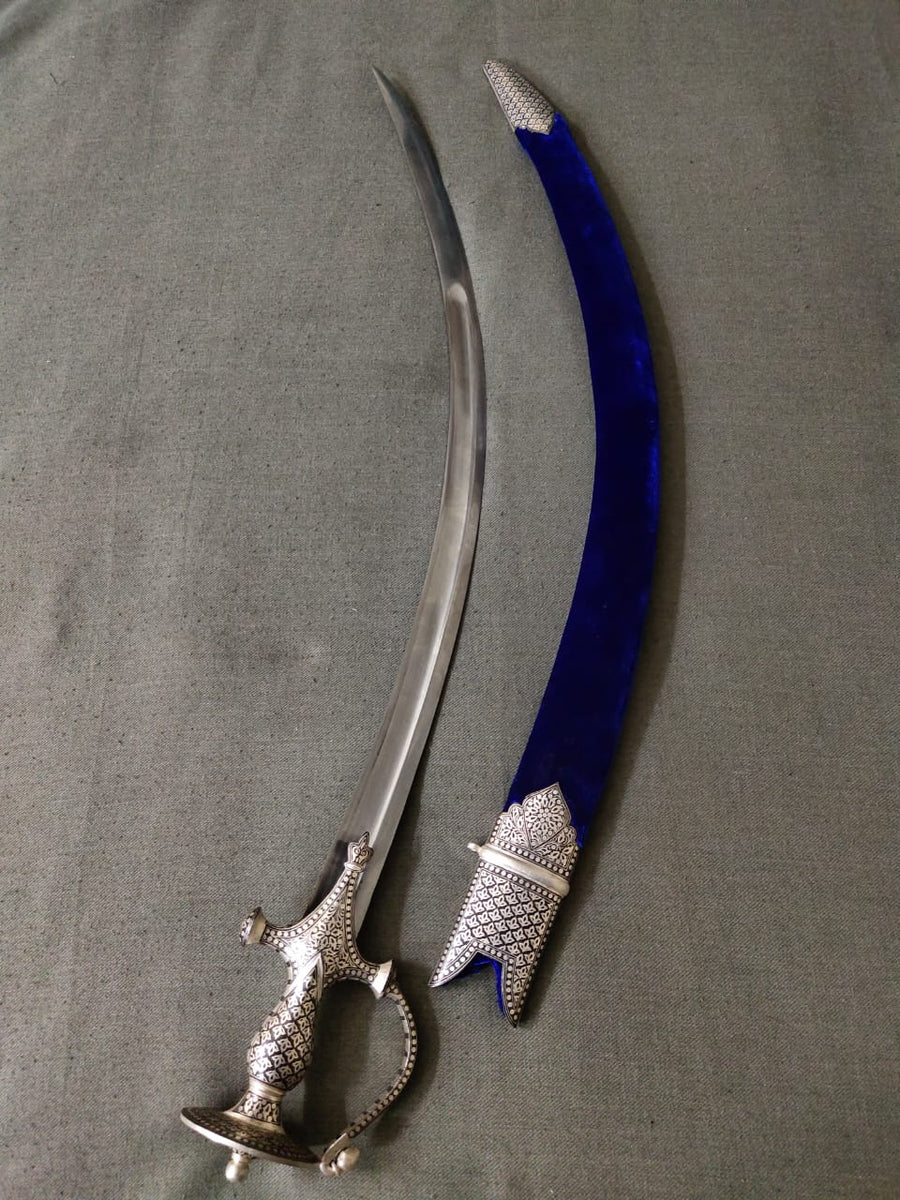 INDIAN WEDDING TALWAR- SILVER AND KOFTGIRI WORK – PUNJAB HANDICRAFTS